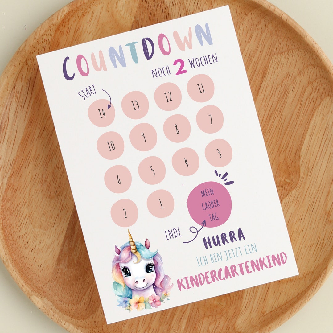 Countdown Kindergarten in A4 and A5 hurray, I'm a Kindergarten Child ...