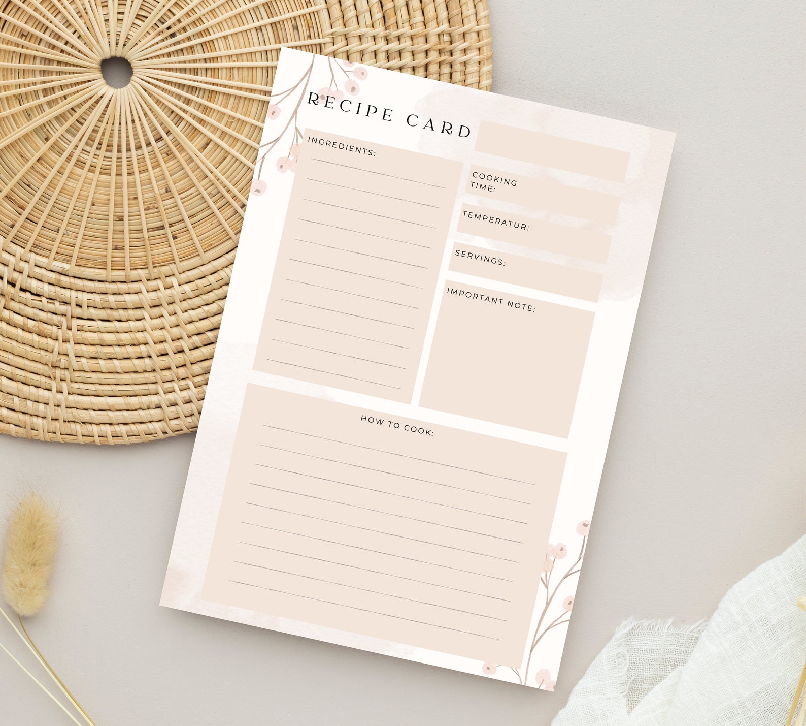 Recipe Template A4 & US Letter to Print | German and English ...