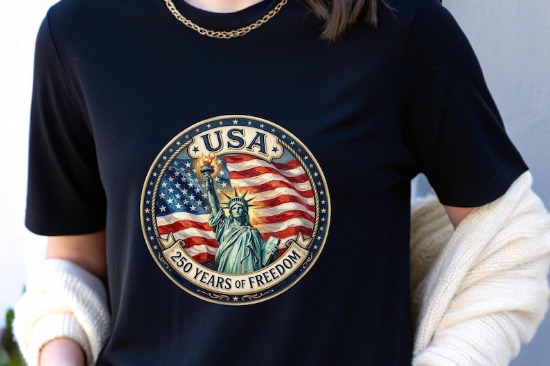 USA 250 Years Freedom Statue of Liberty American Flag DTF Transfer ...