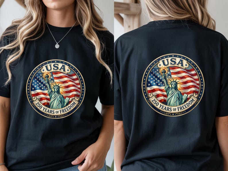 USA 250 Years Freedom Statue of Liberty American Flag DTF Transfer ...