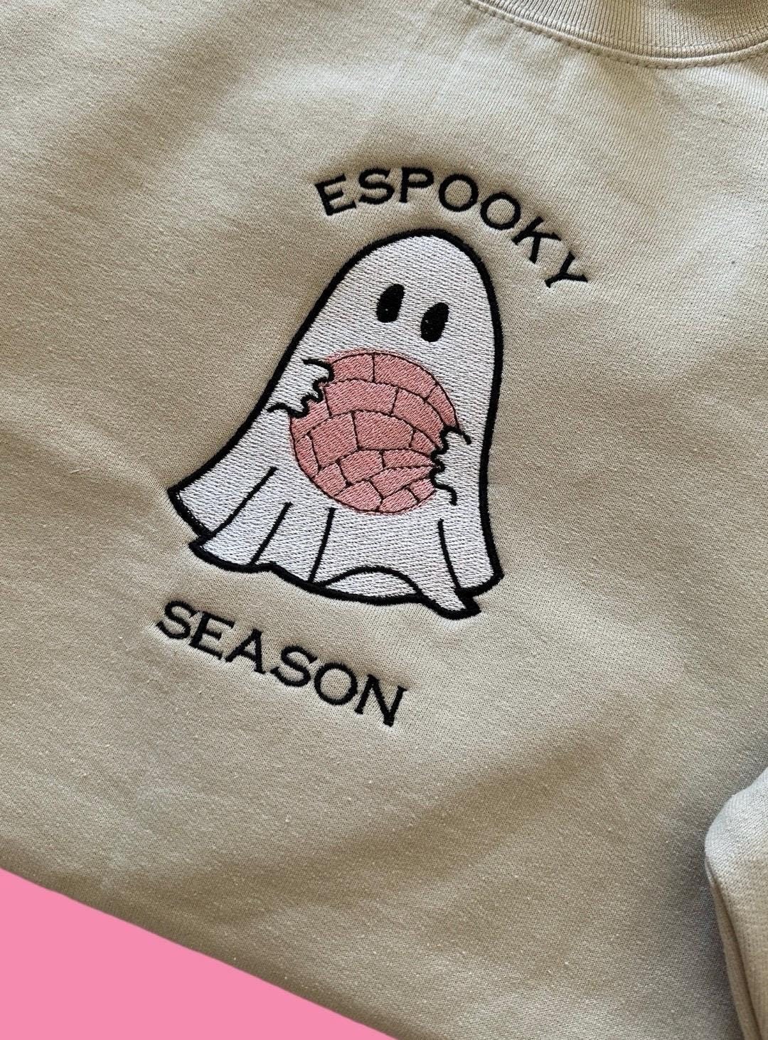 Espooky Season Embroidered Ghost Crewneck, Mexican Concha, Pan Dulce ...