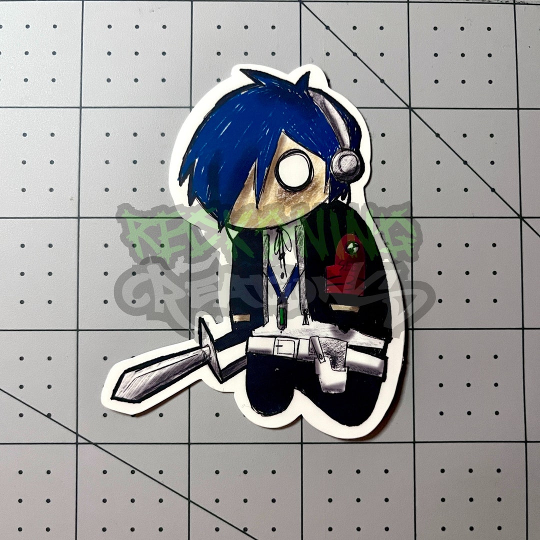 P3R Main Character Makoto Anime Blue Hair Emo Style Sticker - Etsy