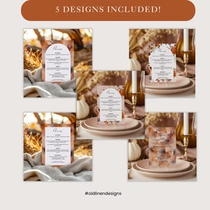 Fall Wedding Menu Template, Autumn Rustic and Modern Wedding, Bridal ...