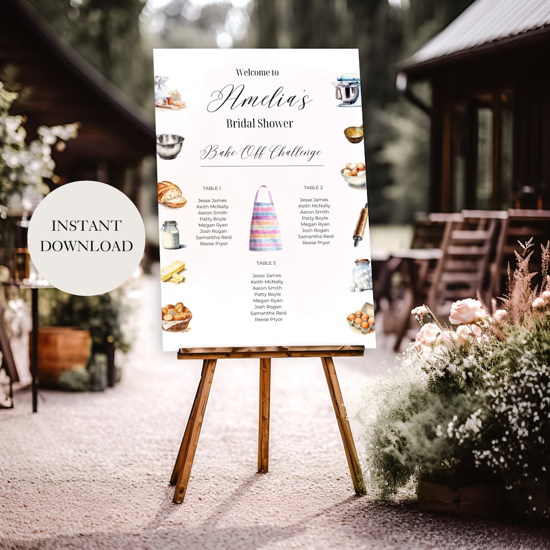 Love is Baking Welcome Sign With Seating Chart Template 3 Tables ...