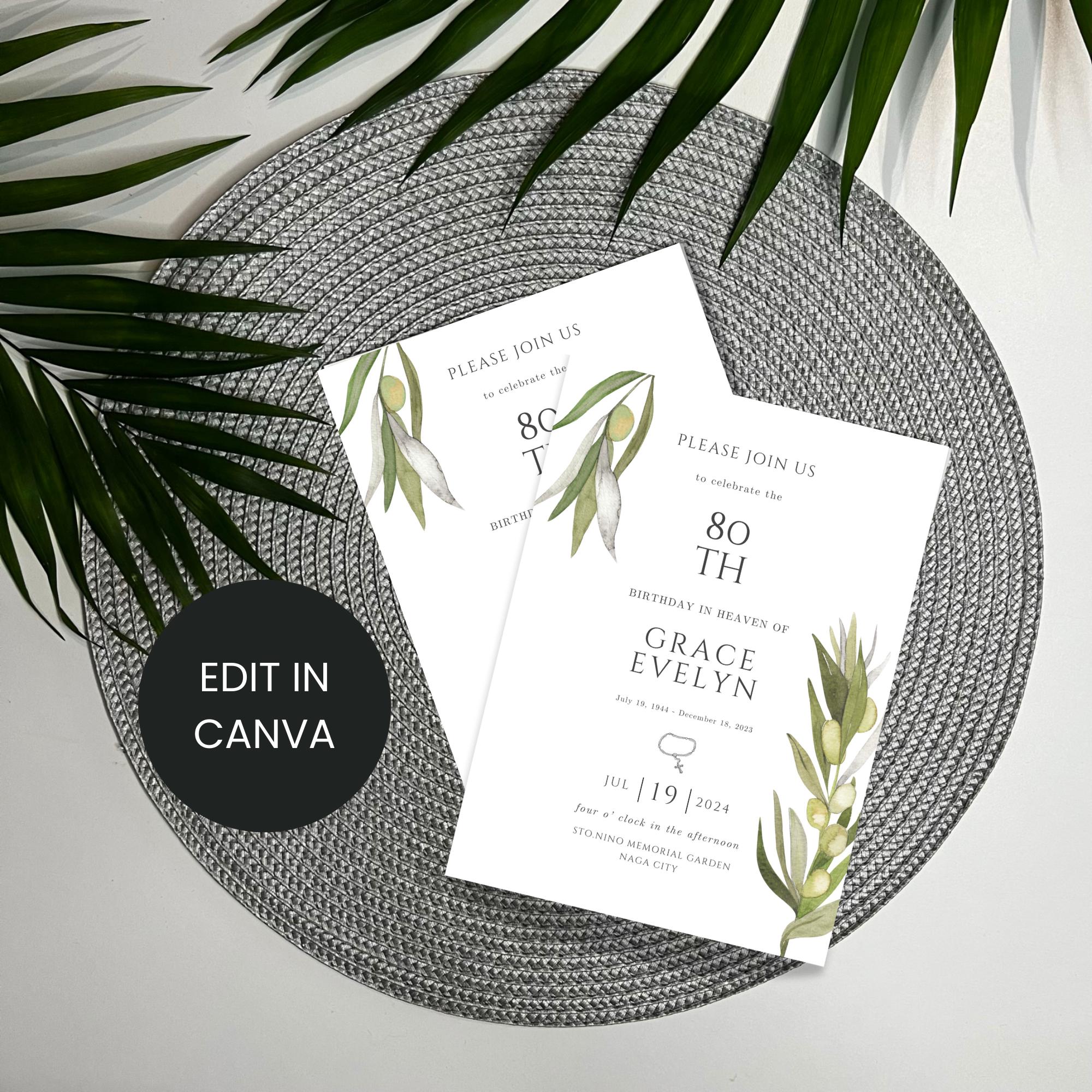 Birthday in Heaven Invitation, Celebration of Life E-invite, Memorial ...