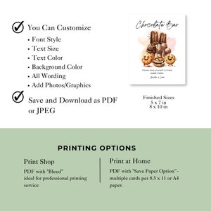 Chocolate Bar Table Sign, Printable Wedding Treat Table Sign, Editable ...