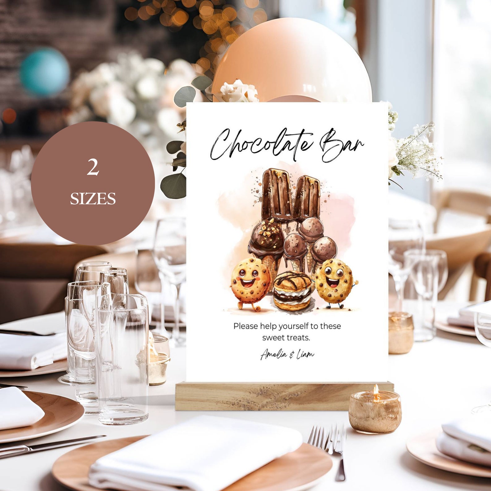 Chocolate Bar Table Sign, Printable Wedding Treat Table Sign, Editable ...