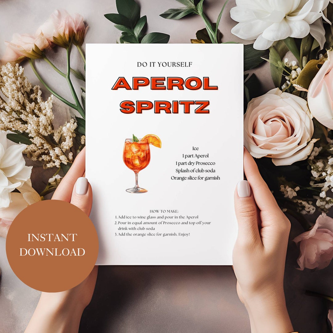Make Your Own Aperol Spritz Drink Recipe Card, DIY Aperol Spritz Recipe ...
