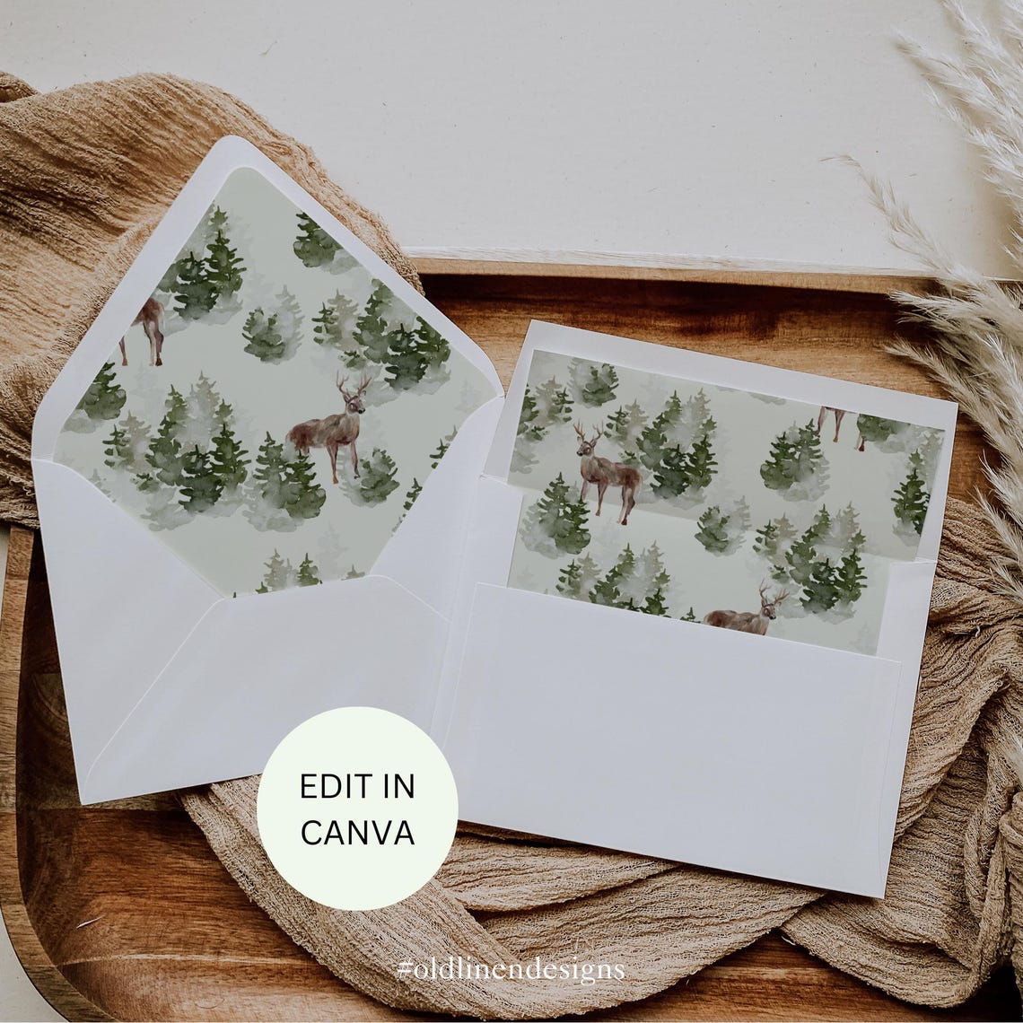 Forest Envelope Liner Templates, Deer Printable Envelope Liners, 12 ...