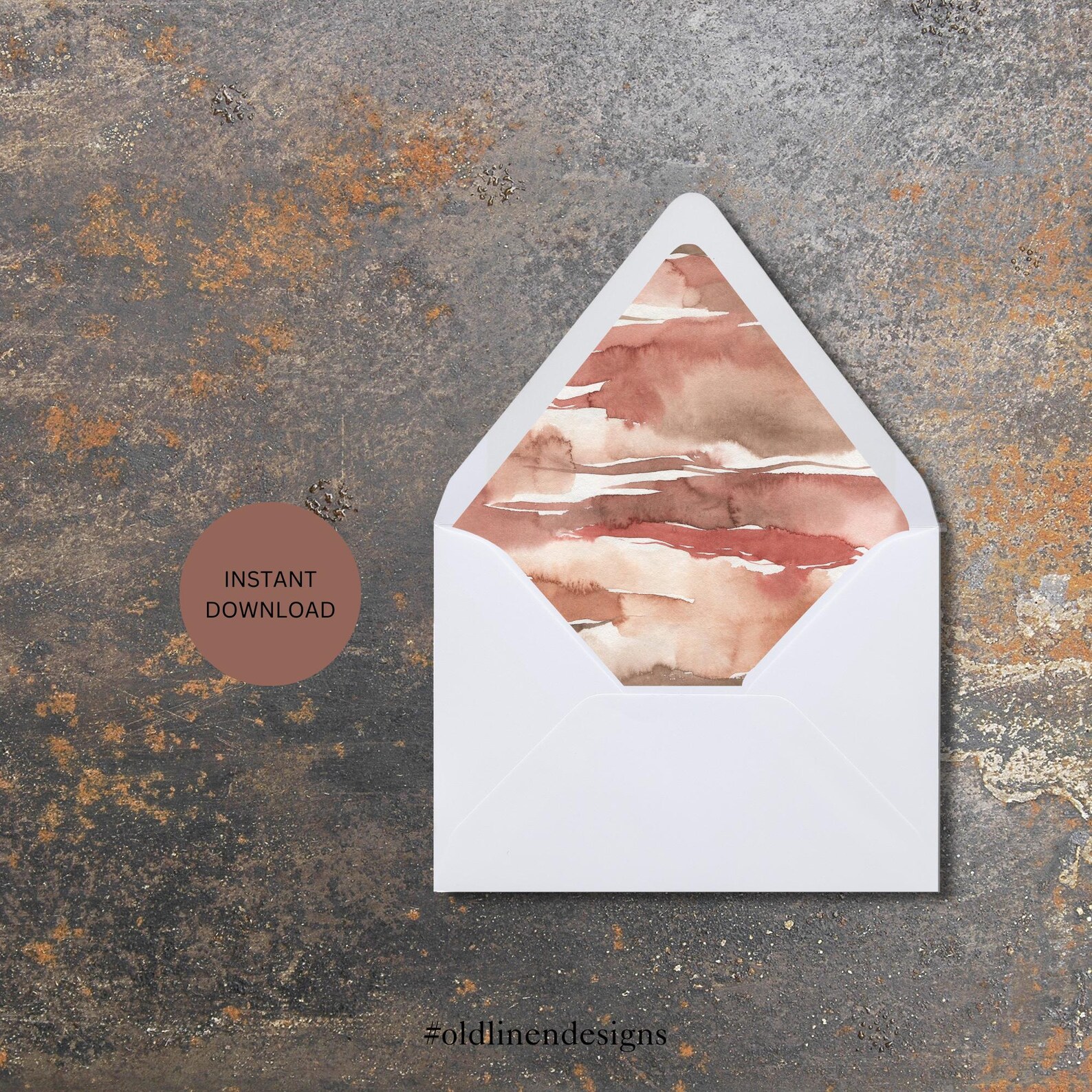 Envelope Liner Templates, Burnt Orange Watercolor Printable Envelope ...