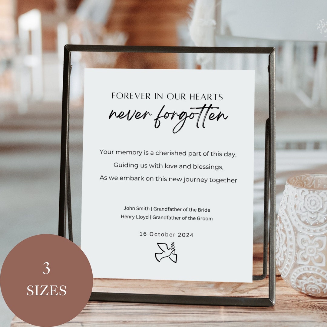 Modern Minimalist in Loving Memory Sign Template, Printable Memorial ...