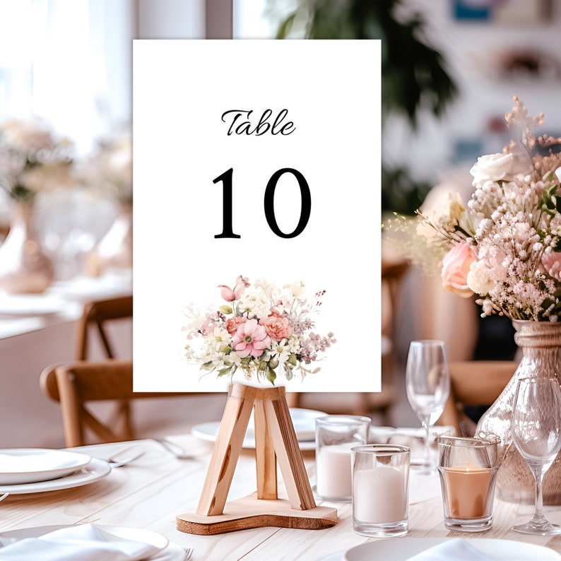 Table Numbers Printable Floral Print-at-home Table Numbers 1-10 Instant ...