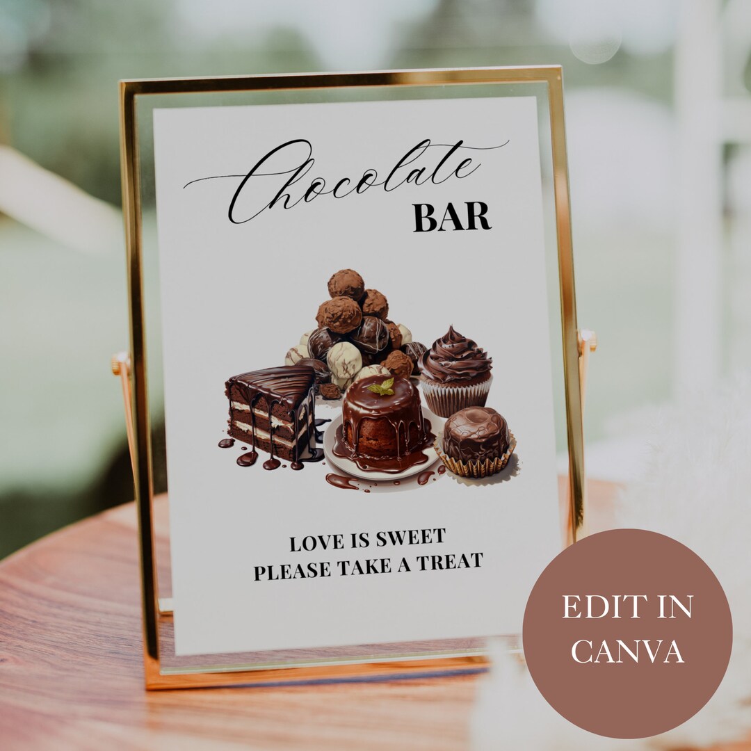 Chocolate Favor Sign, Love is Sweet Please Take A Treat Sign, Dessert ...