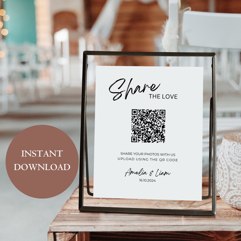 Capture the Love Wedding QR Code Card, Wedding Photo Card, QR Code ...