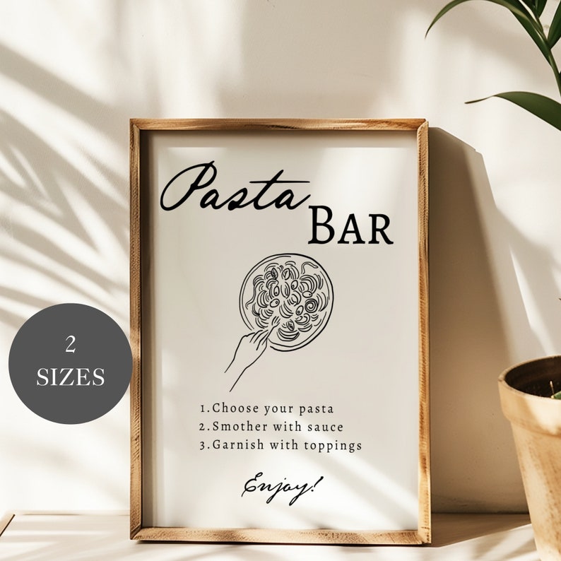 Pasta Bar Sign, Italian Themed Wedding, Dinner Party, La Dolce Vita ...