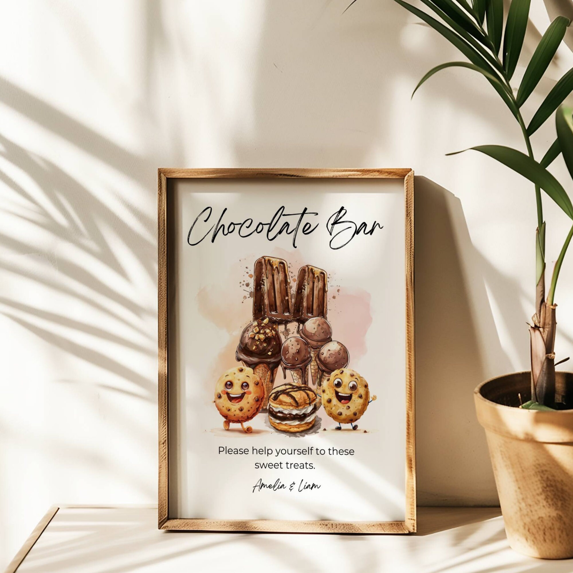Chocolate Bar Table Sign, Printable Wedding Treat Table Sign, Editable ...