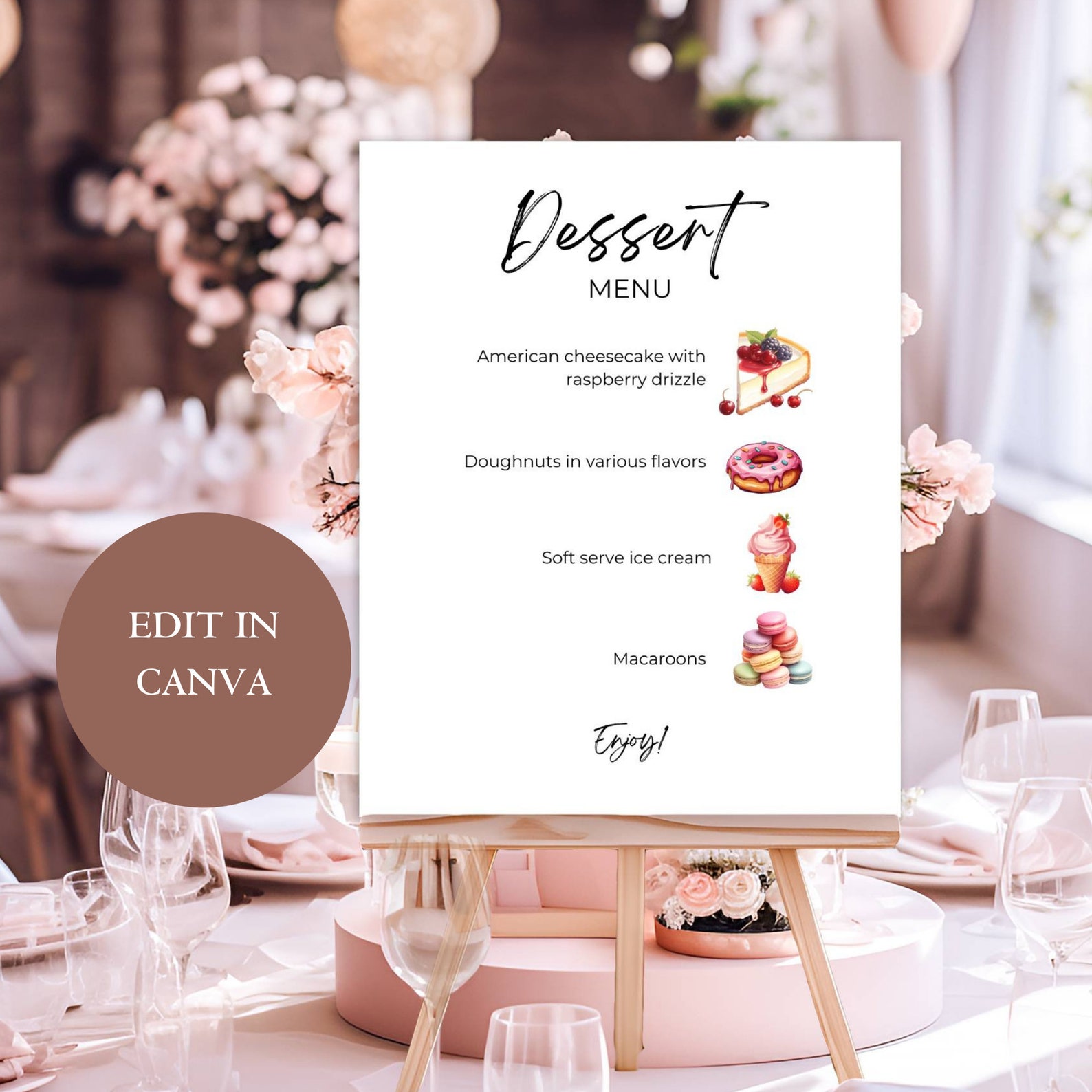 Dessert Bar Menu Sign Template, Design Your Own Dessert Bar Sign, Ice ...