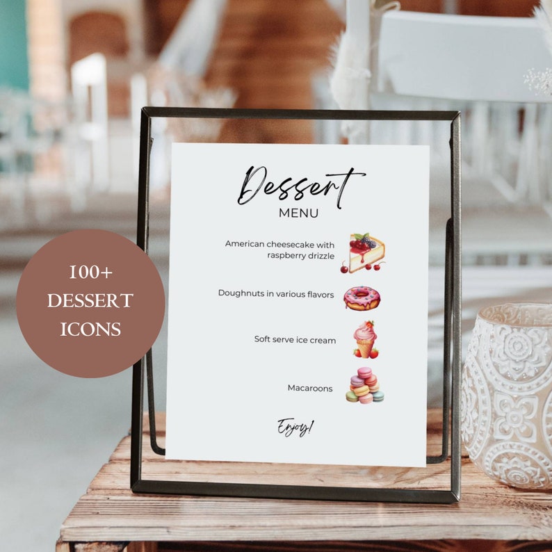 Dessert Bar Menu Sign Template, Design Your Own Dessert Bar Sign, Ice ...