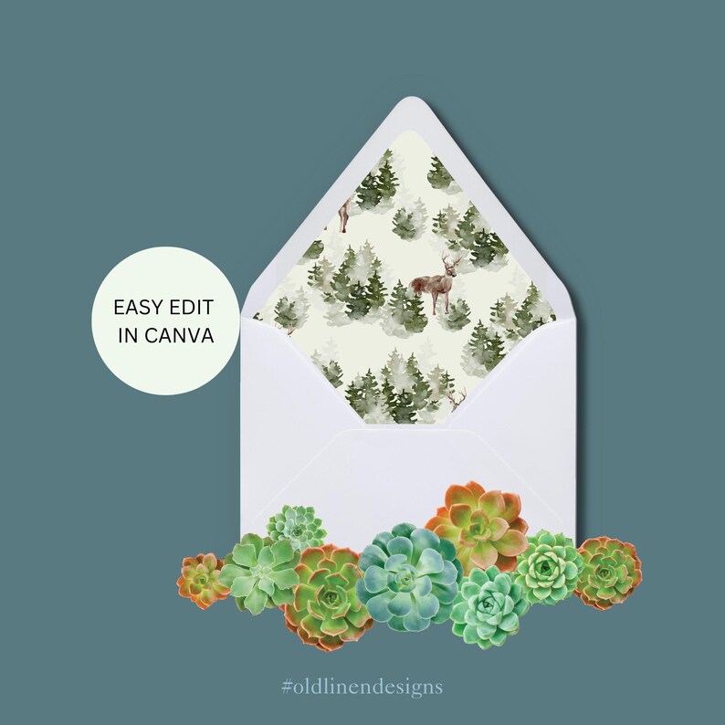 Forest Envelope Liner Templates, Deer Printable Envelope Liners, 12 ...