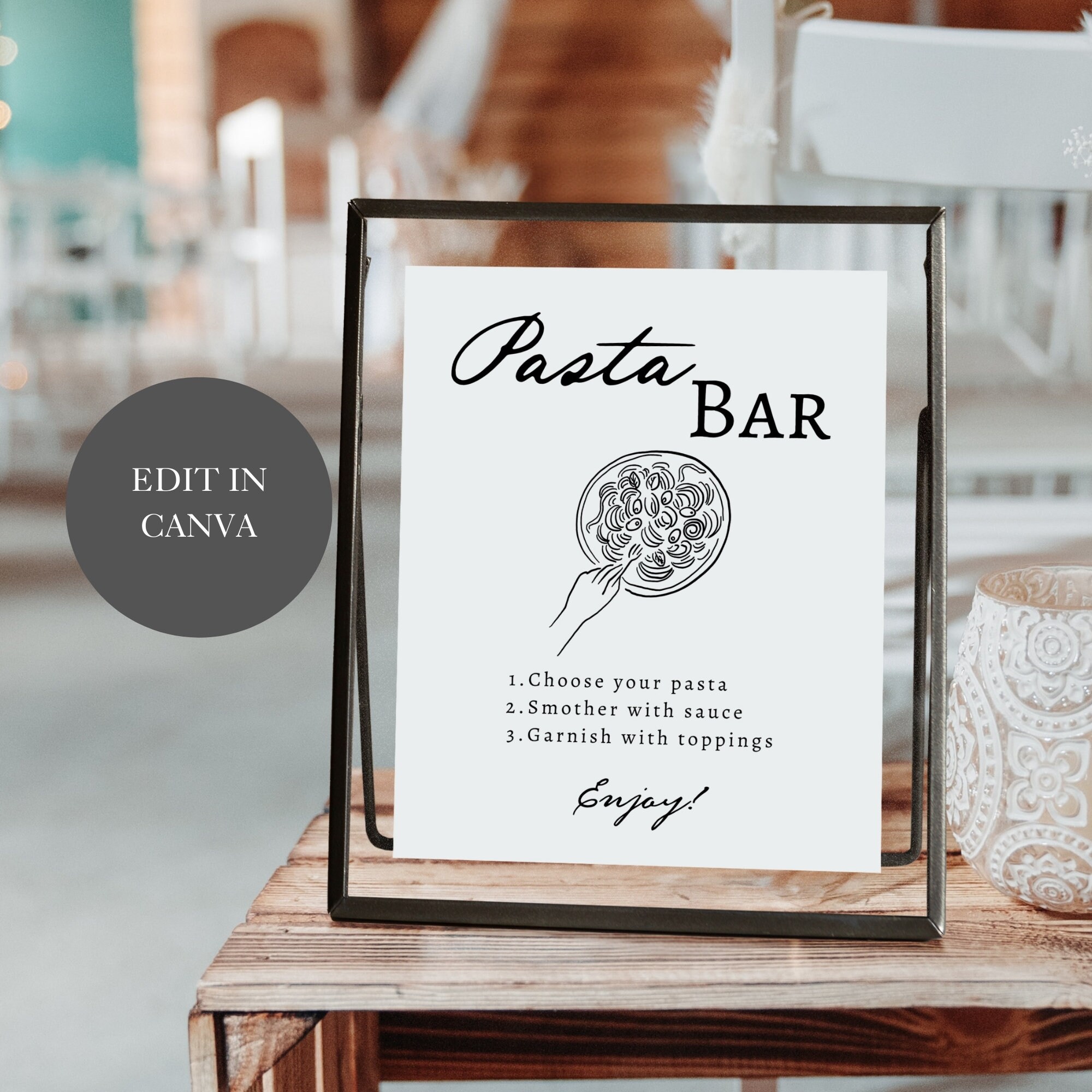 Pasta Bar Sign, Italian Themed Wedding, Dinner Party, Old World ...