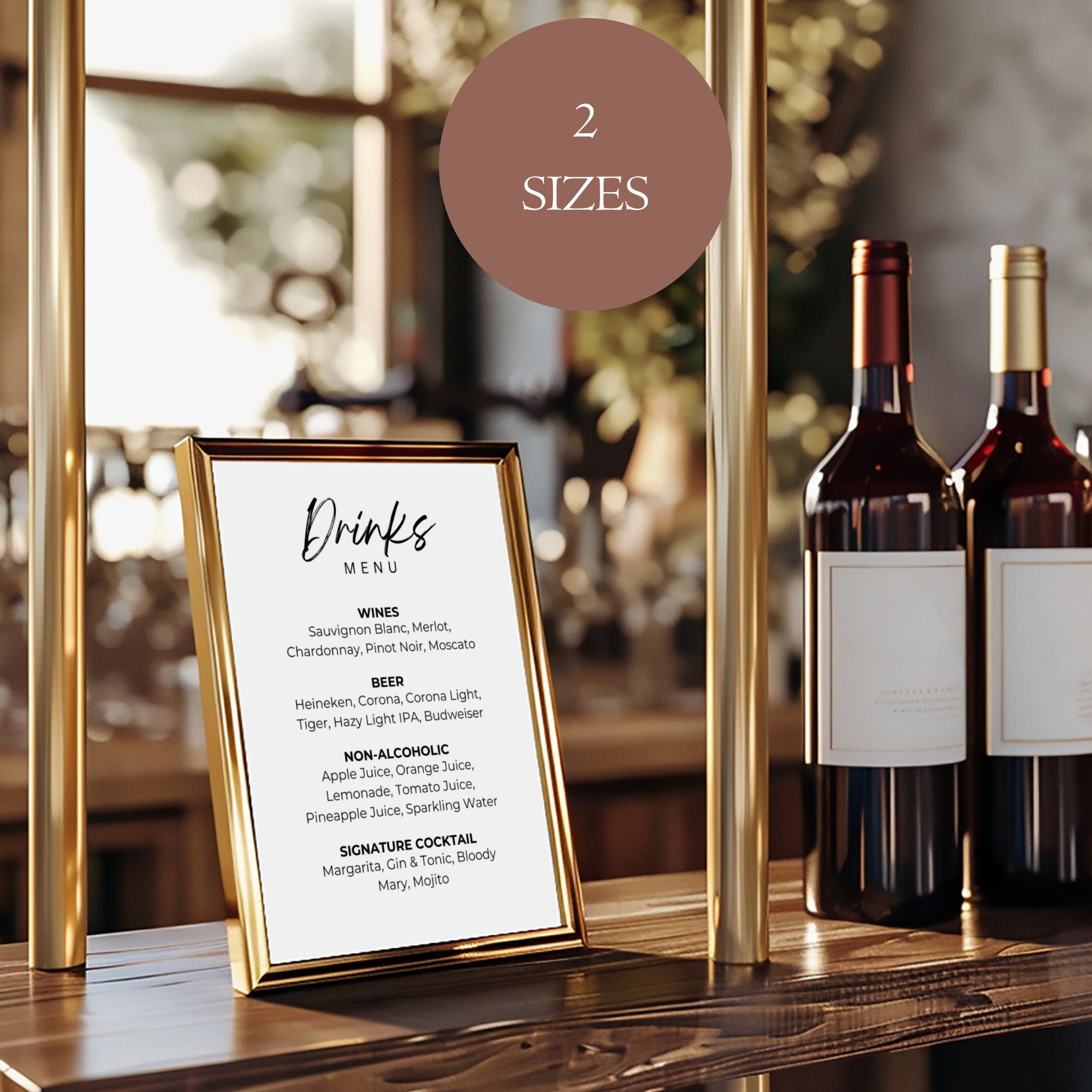 Open Bar Sign, Drinks Menu Template, Minimalist Wedding Bar Menu His ...