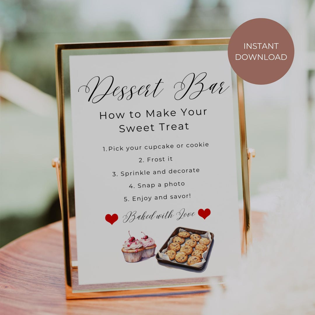Dessert Bar Sign, Editable Cupcake & Cookie Station Sign, DIY Sweets ...