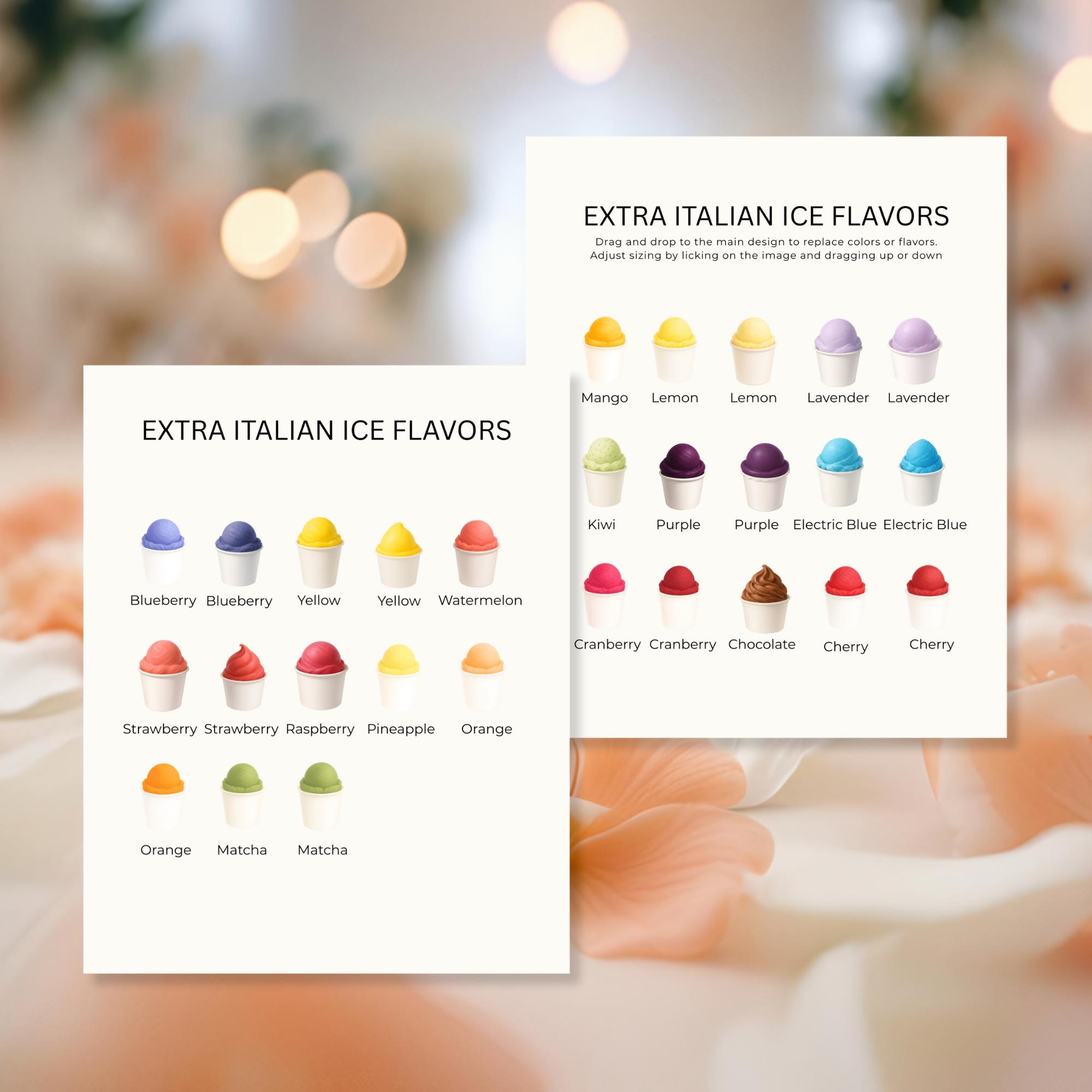 Italian Ice Bar Sign Template: Summer Dessert Menu (5x7 & 8x10 Digital ...