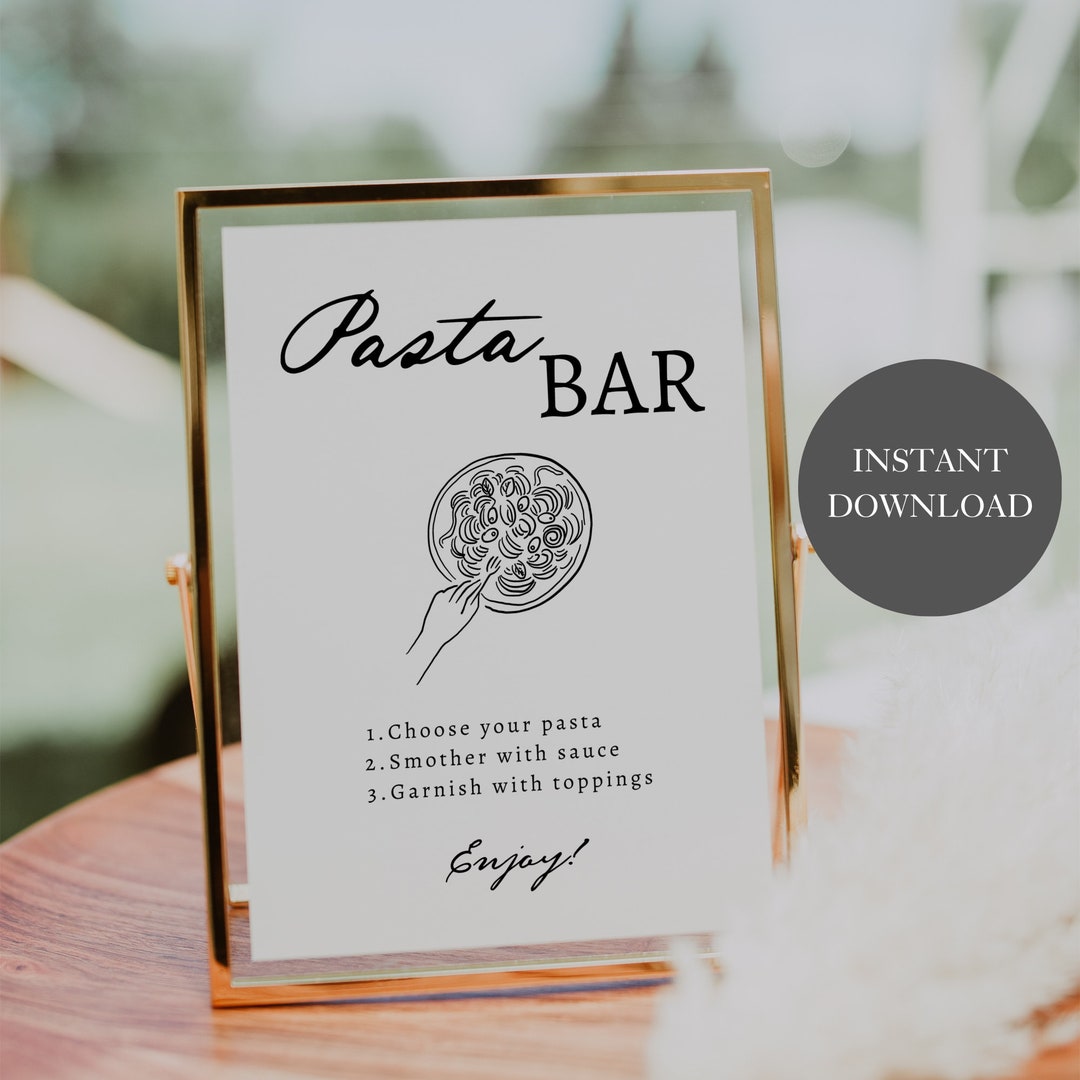 Pasta Bar Sign, Italian Themed Wedding, Dinner Party, Old World ...