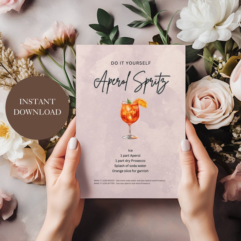 Make Your Own Aperol Spritz Recipe Card, DIY Aperol Spritz Recipe Sign ...