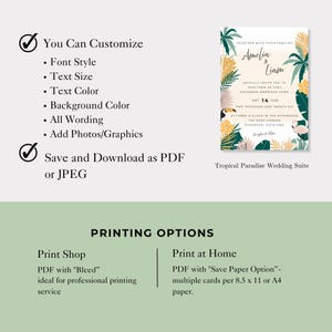 Tropical Paradise Wedding Invitation Suite, Editable Beach Wedding ...