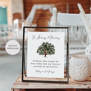 In Loving Memory Sign Tree, Printable in Loving Memory Sign for Wedding ...