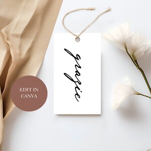 Italian Theme Thank You Tag Template, Grazie Gift Label, Italian Gift ...