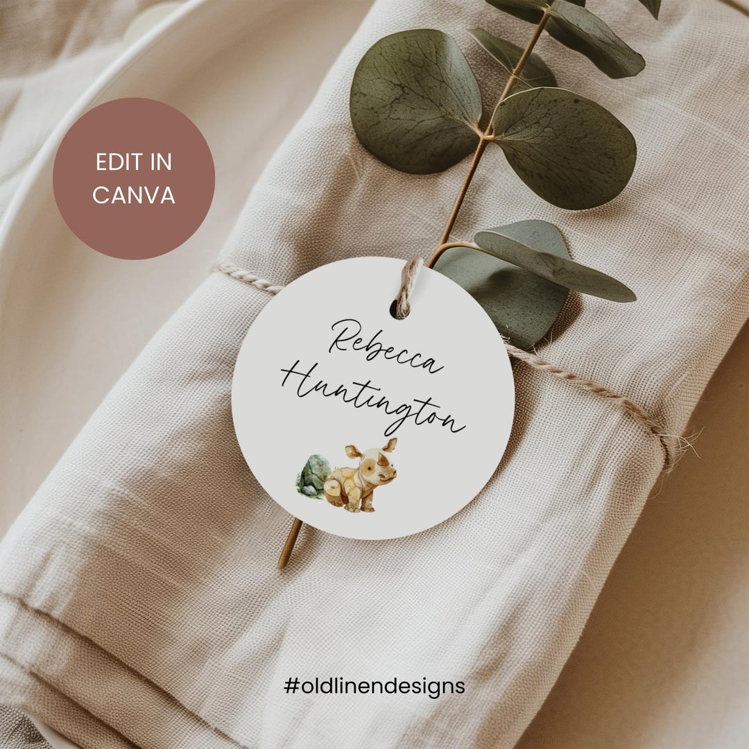 Hippo Birthday Favor Tags, Hippopotamus Wildlife Gift Tags, Placecards ...