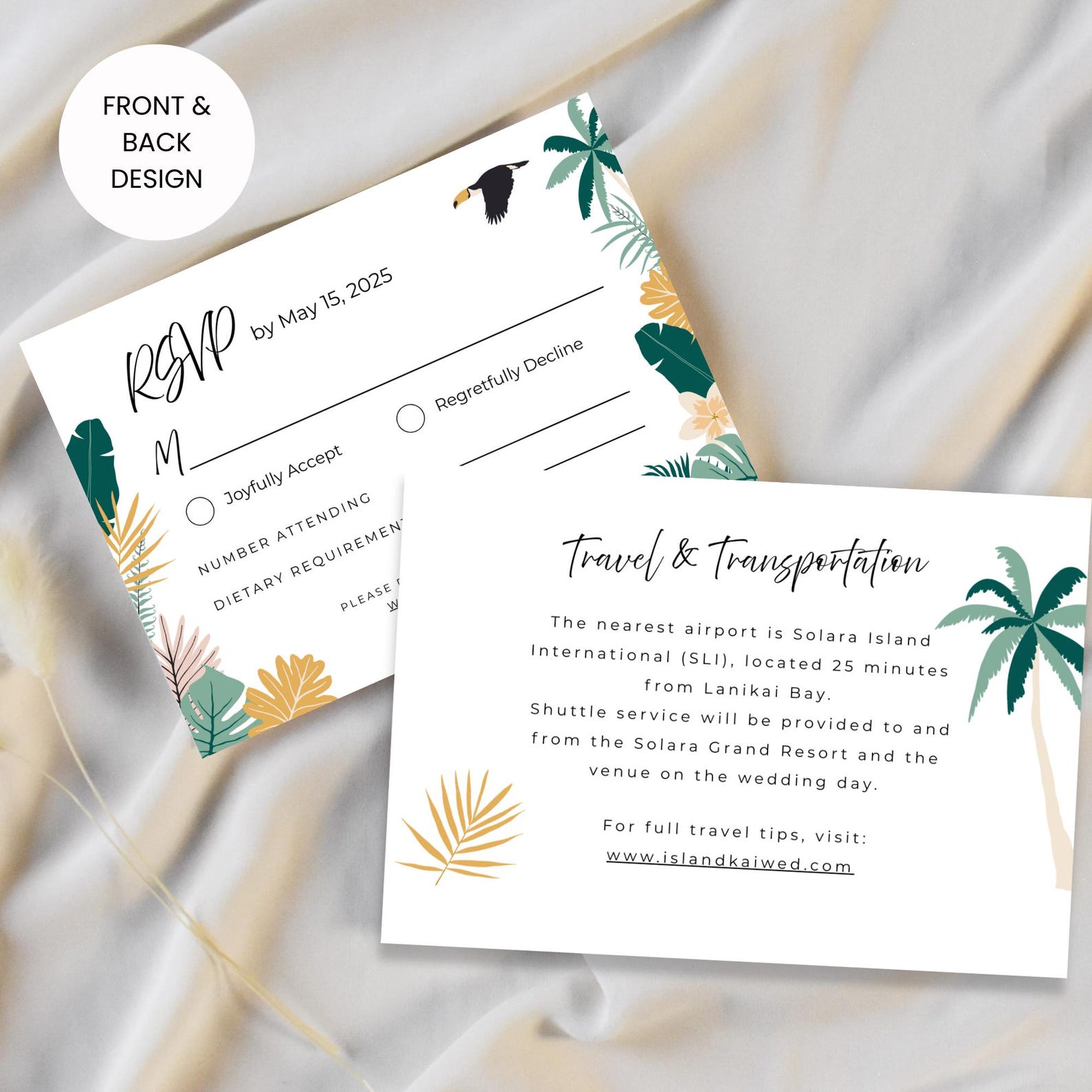 Tropical Paradise Wedding Invitation Suite, Editable Beach Wedding ...