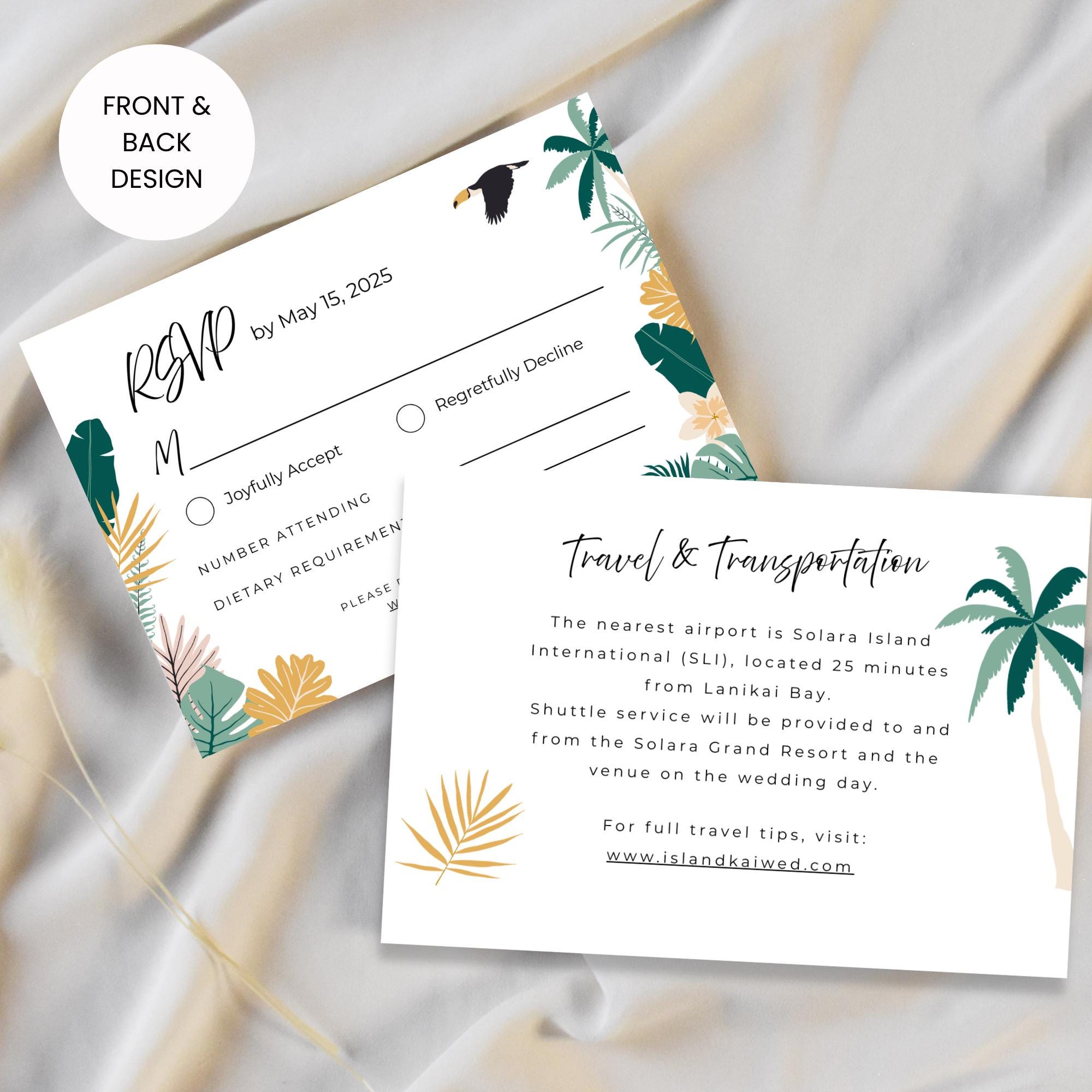 Tropical Paradise Wedding Invitation Suite, Editable Beach Wedding ...
