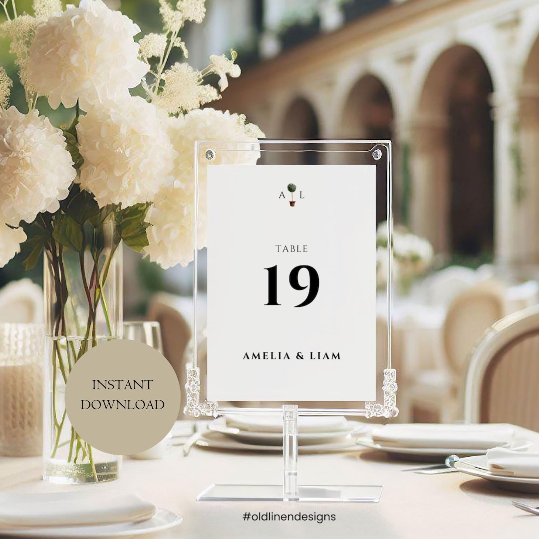 Garden Table Numbers Printable, Minimalist Modern Print-at-home Table ...