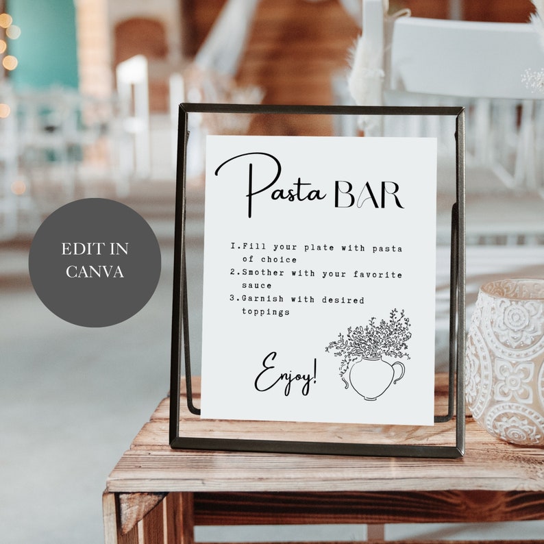 Pasta Bar Sign, Italian Themed Wedding, Dinner Party, Old World ...