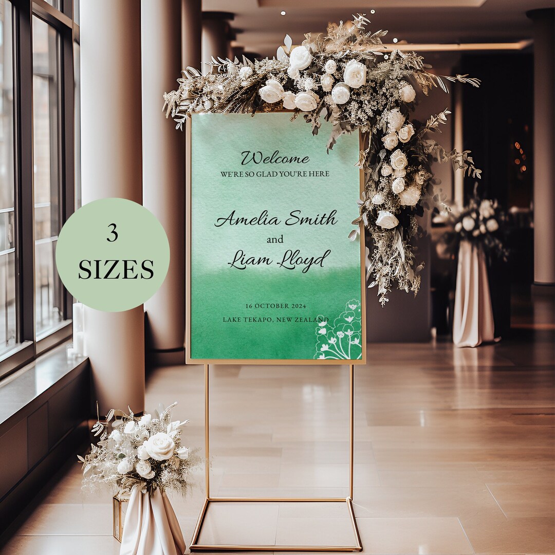 Green Wedding Welcome Sign, Welcome to Our Wedding Poster, Script ...
