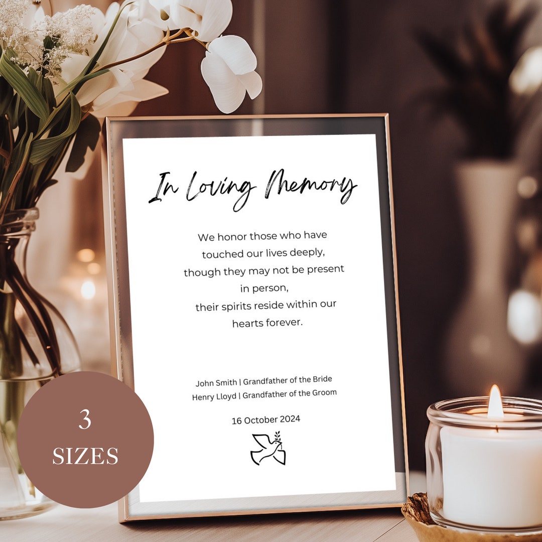 Modern Minimalist in Loving Memory Sign Template, Printable Memorial ...