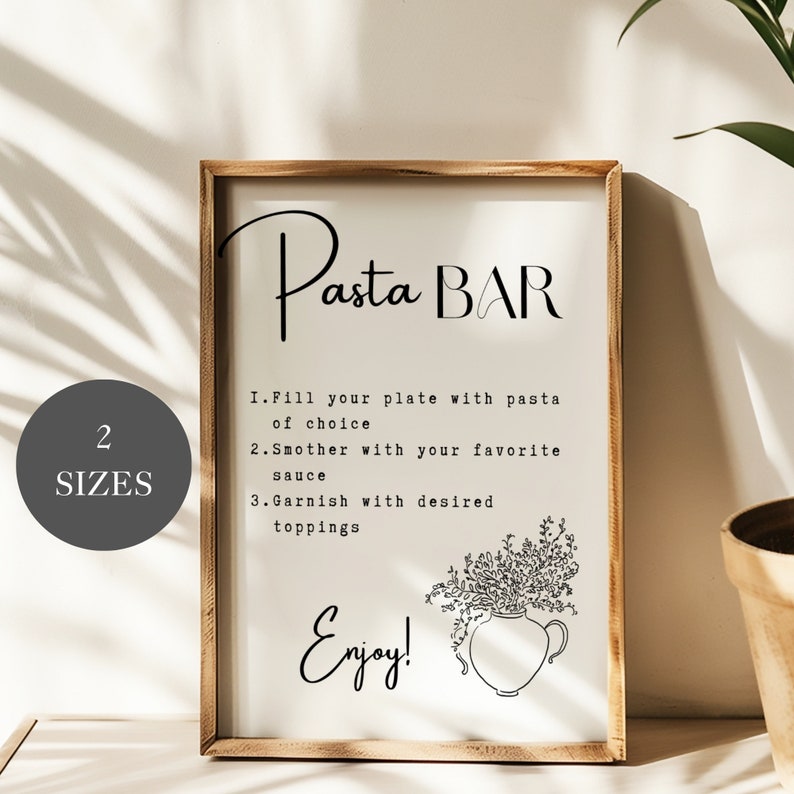 Pasta Bar Sign, Italian Themed Wedding, Dinner Party, Old World ...