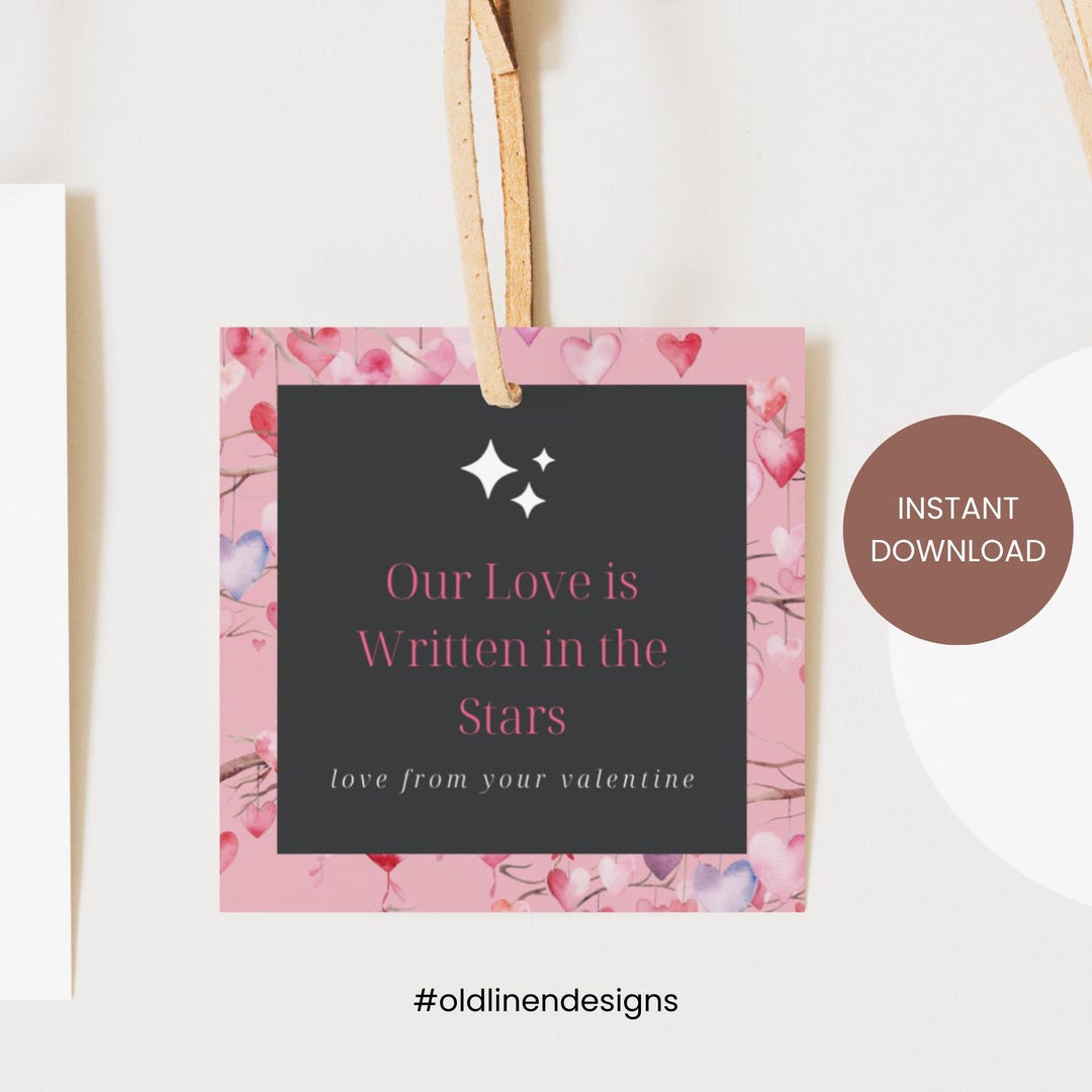 Valentines Gift Card Template, Printable Love Hearts Tag, Party Gift ...