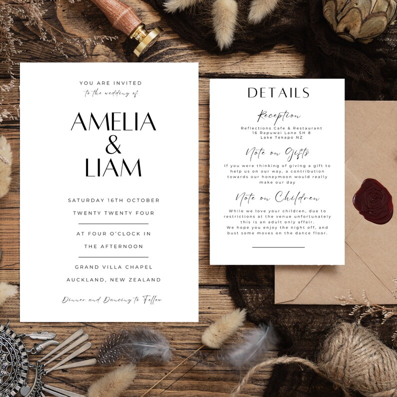 Minimalist Wedding Invitation Template Set, Editable Template, Qr Code ...