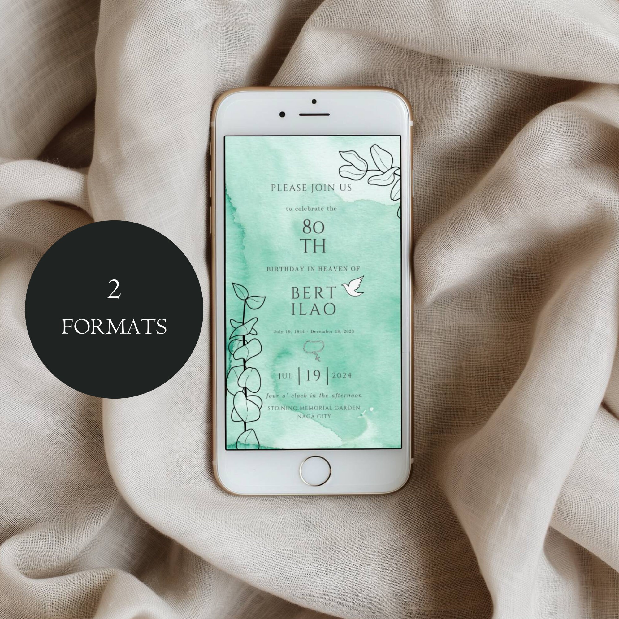 Birthday in Heaven Invitation, Celebration of Life E-invite, Memorial ...