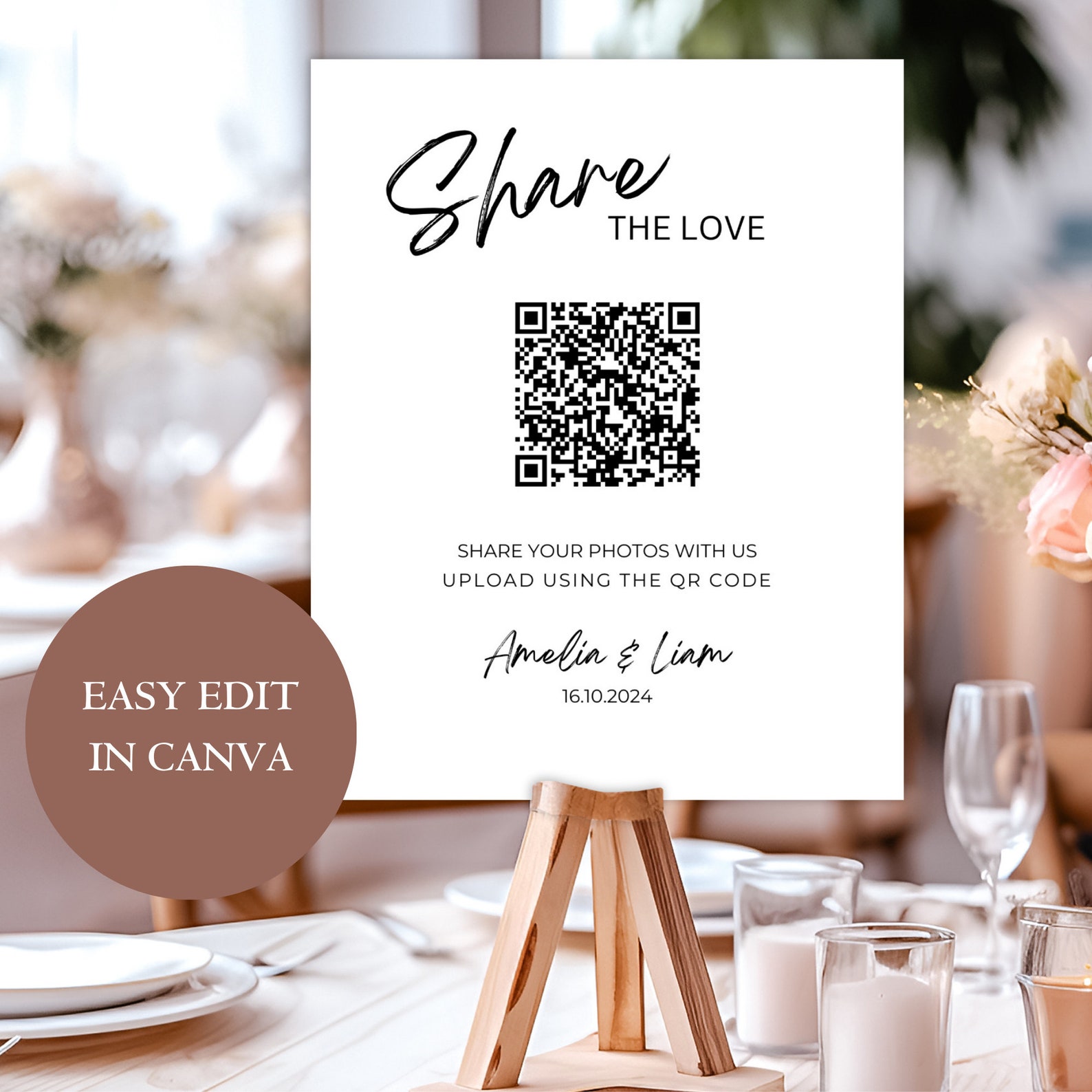 Capture the Love Wedding QR Code Card, Wedding Photo Card, QR Code ...