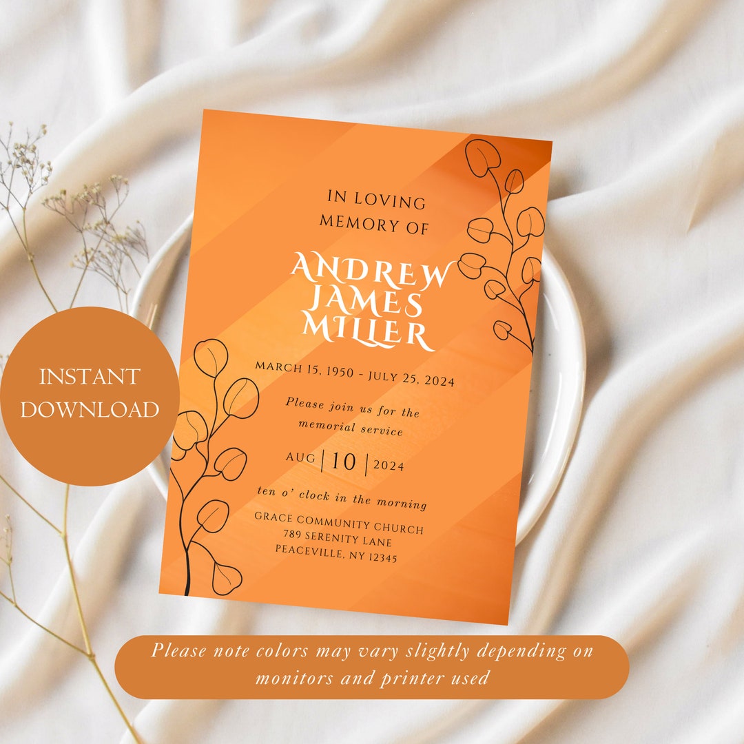 In Loving Memory Memorial Service Invitation With Line Art, in ...