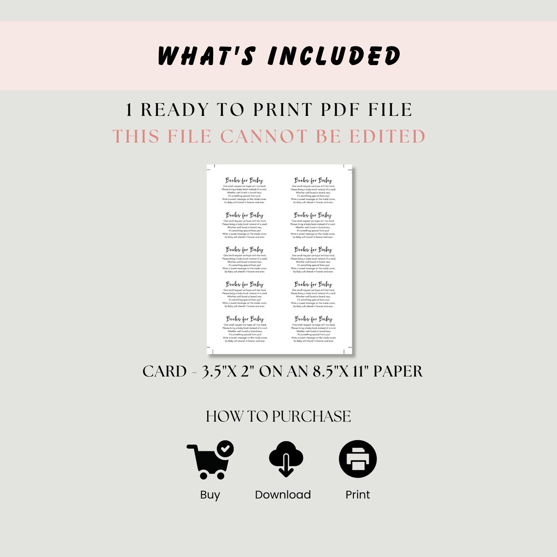 Printable Books for Baby Request, Printable Baby Shower Invite Insert ...