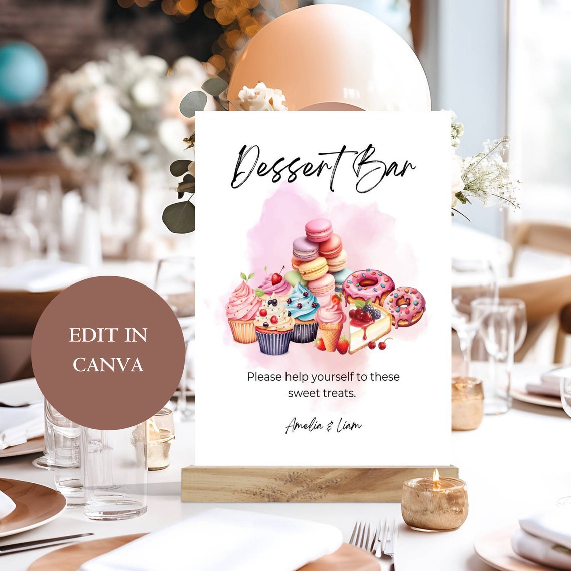 Wedding Dessert Table Sign, Printable Wedding Treat Table Sign ...