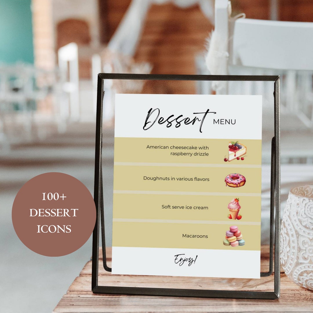 Dessert Bar Menu Sign Template, Design Your Own Dessert Bar Sign, Ice ...
