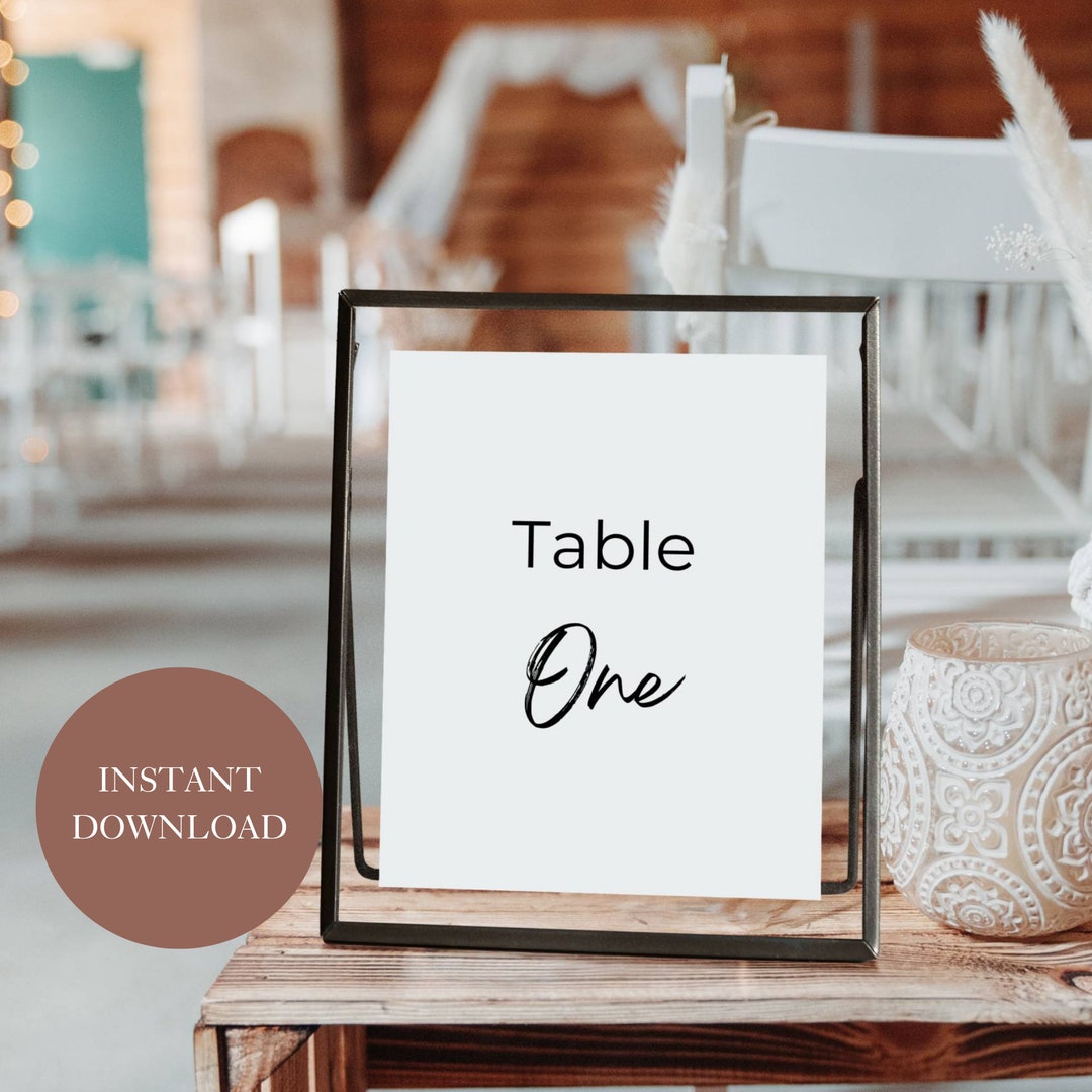 Black Wedding Table Numbers 1-10, Calligraphy Font, Printable Editable ...