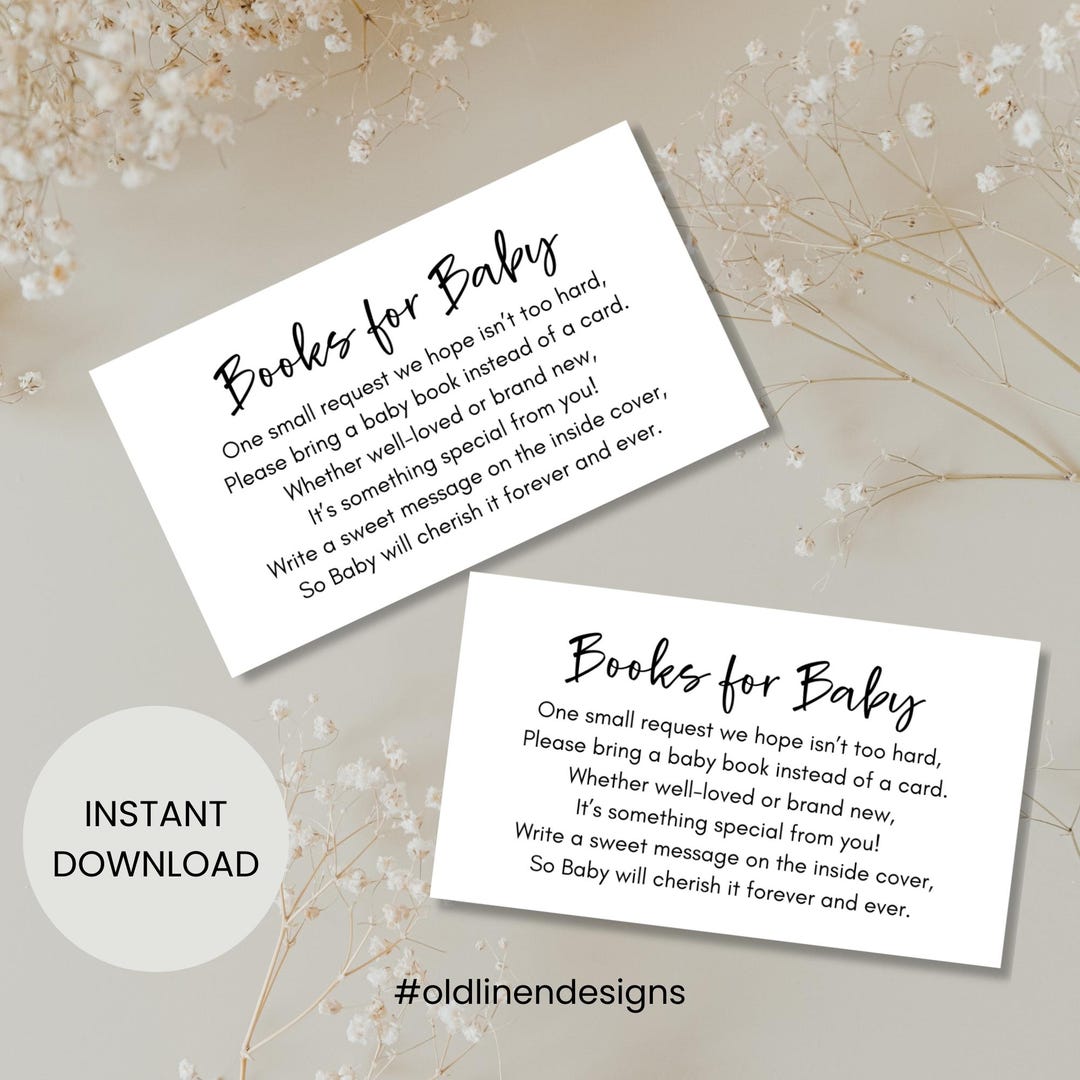 Printable Books for Baby Request, Printable Baby Shower Invite Insert ...